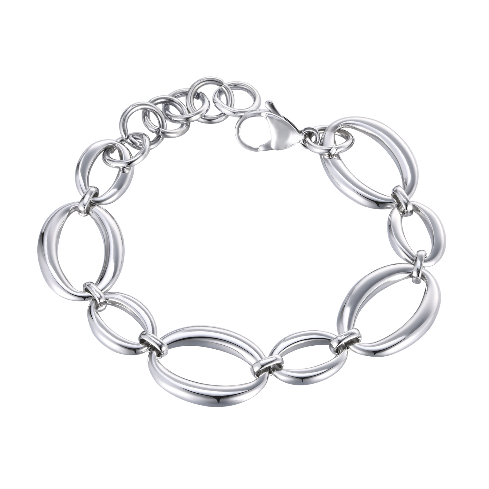 Truegold Stainless Steel Irregular Big Oval Loop Chain Link Bracelet ...